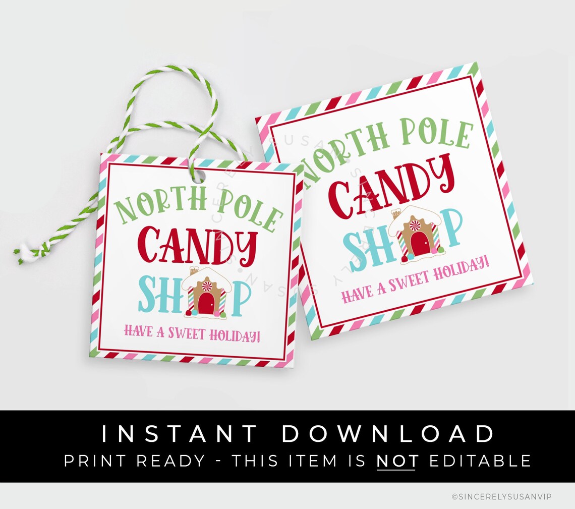 Instant Download North Pole Candy Shop Cookie Tag Printable | Etsy