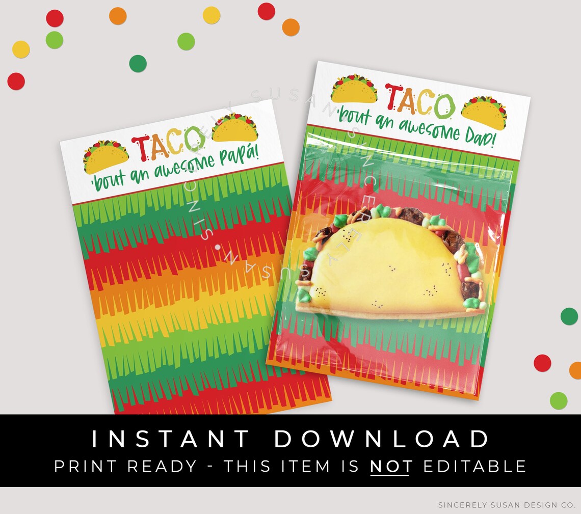 Instant Download Father's Day Taco Cookie Card Printable - Etsy