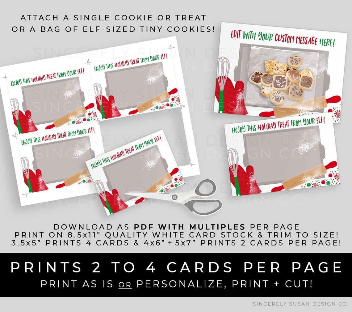 CUSTOMIZABLE Elf Cookie Card Printable Elf Return Gift Mini - Etsy