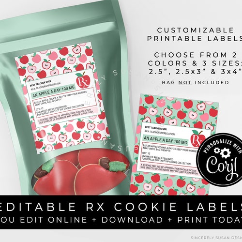 Printable Rx Prescription Cookie Label or Sticker Template - Etsy
