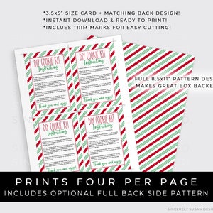 Instant Download Christmas DIY Cookie Kit Instructions Printable Card ...