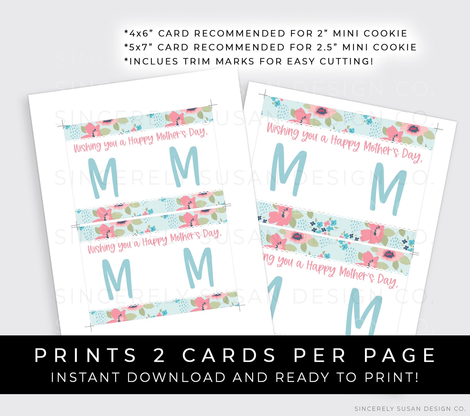 Instant Download Floral Happy Mother's Day MOM Cookie Card Printable ...