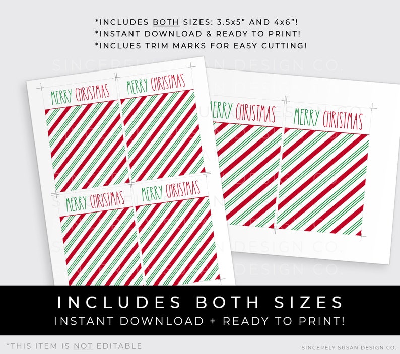 Instant Download Merry Christmas Cookie Card Printable, ANY Cookie ...