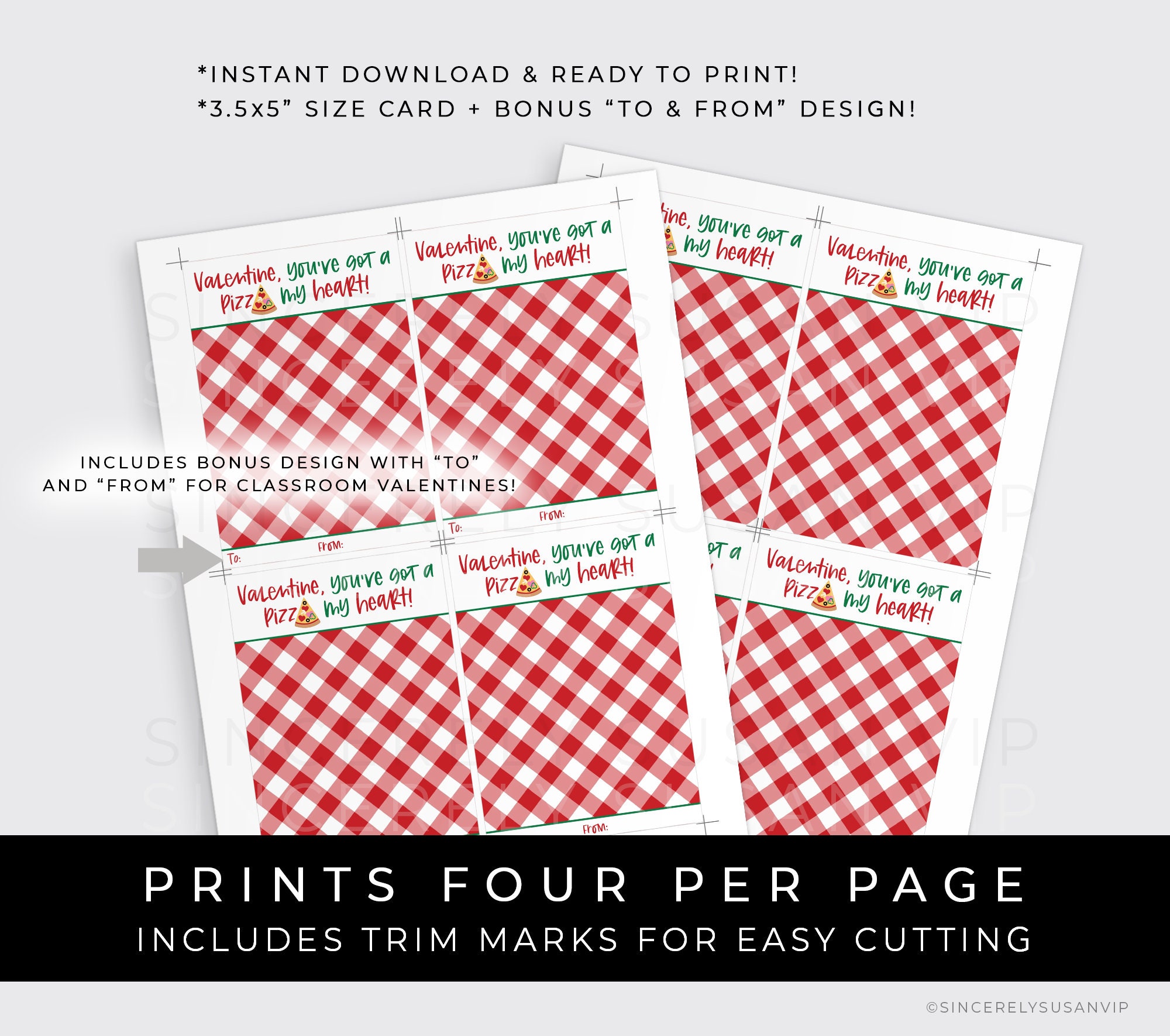 Instant Download Valentine Pizza Mini Cookie Card, Pizza My Heart ...