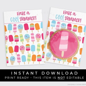Instant Download Popsicle Ice Cream Cookie Card Printable, Have a Cool ...