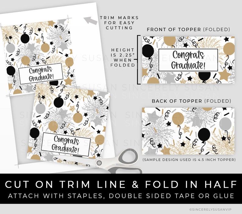Instant Download Large Graduation Cookie Bag Topper Printable, Congrats ...