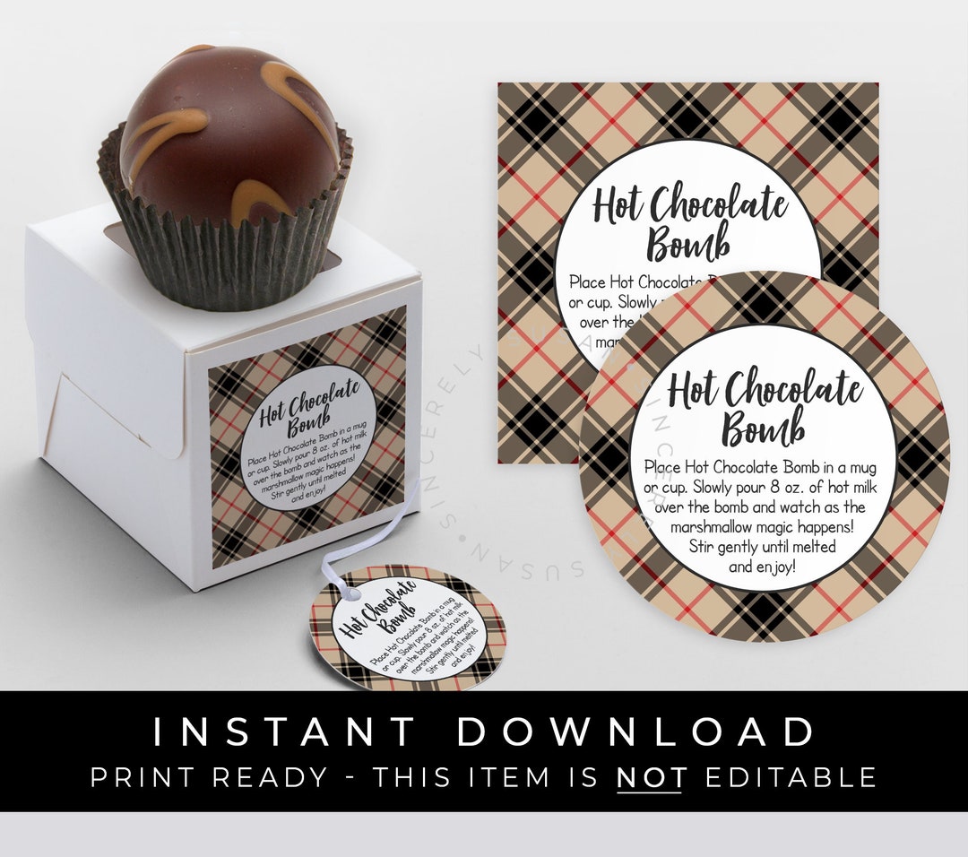 Instant Download Holiday Hot Chocolate Bomb Tag, Printable Christmas ...