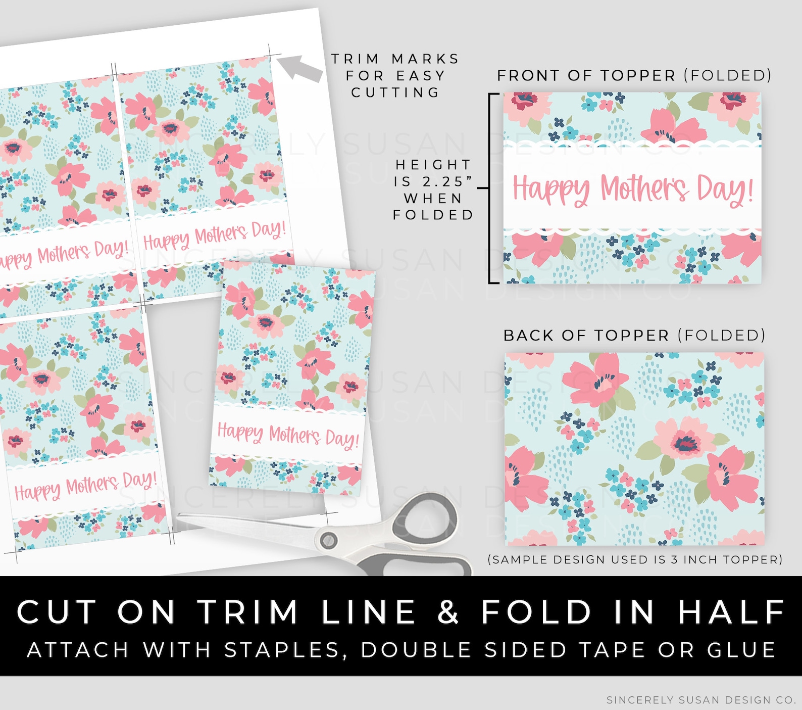 Instant Download Happy Mother's Day Floral Mini Cookie Bag Topper ...
