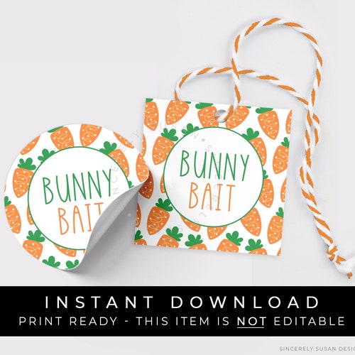 Instant Download Easter Bunny Bait Carrot Cookie Tag or | Etsy