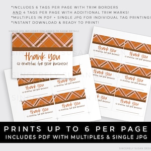 Instant Download Thank You for Your Order Customer Name Card Tag ...