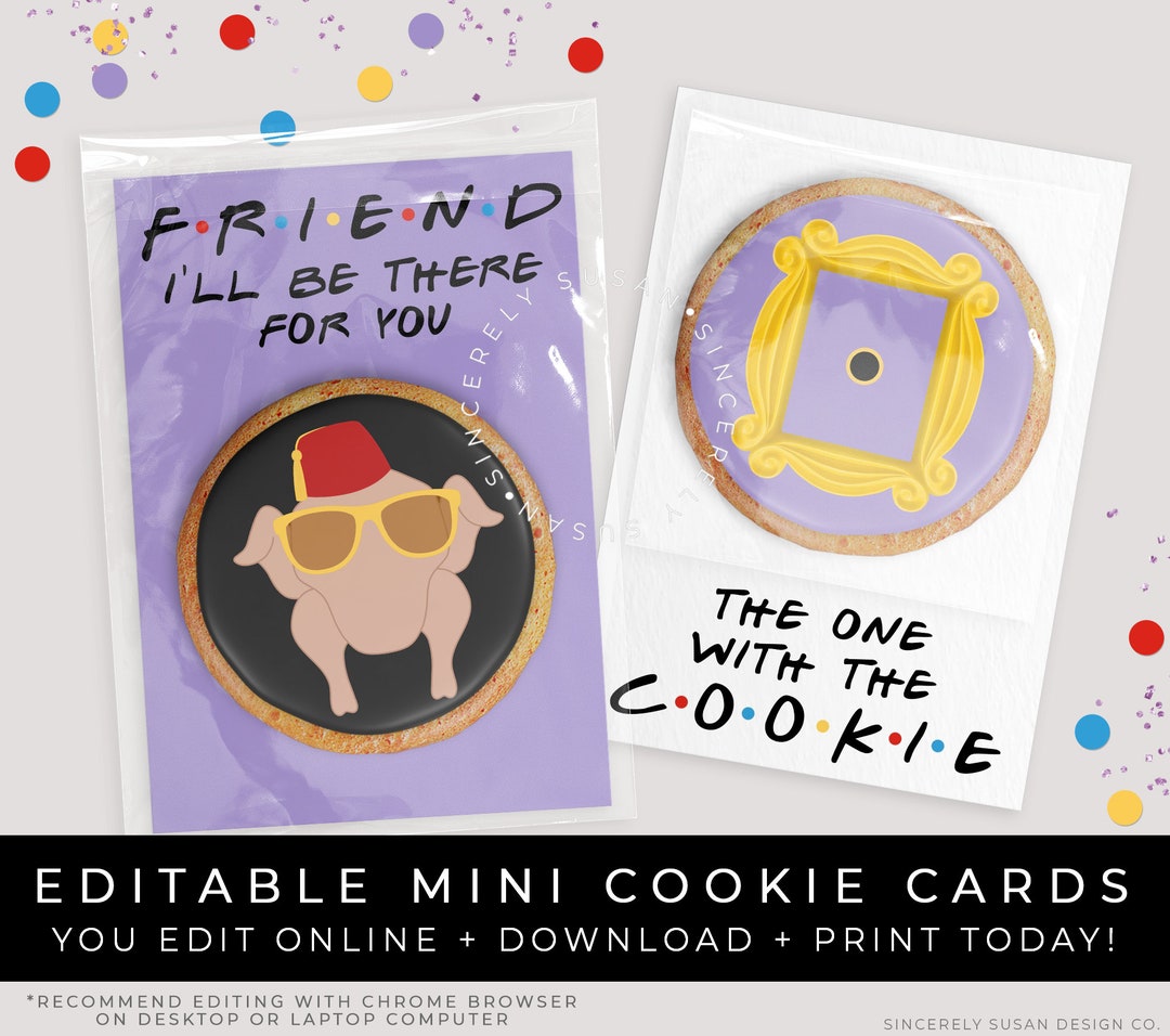 CUSTOMIZABLE Friends Theme Cookie Card, Friends TV Show Printable Party ...