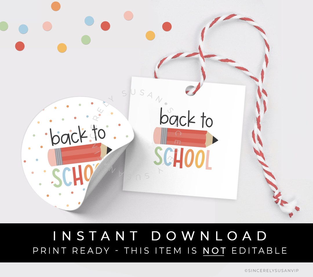 Instant Download Back to School Pencil Cookie Tag, New School Year BTS ...