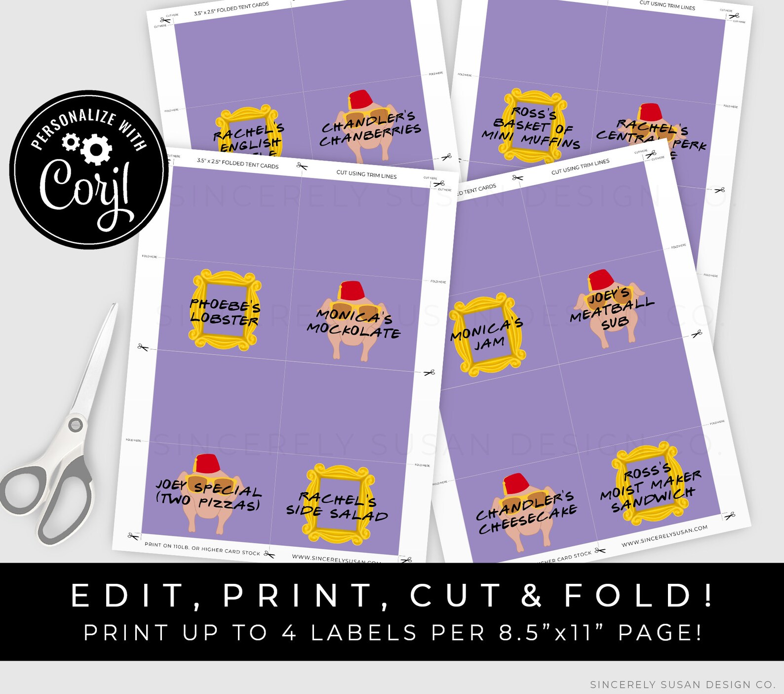 Friends Thanksgiving Party Food Label Buffet Card Tent Printable ...