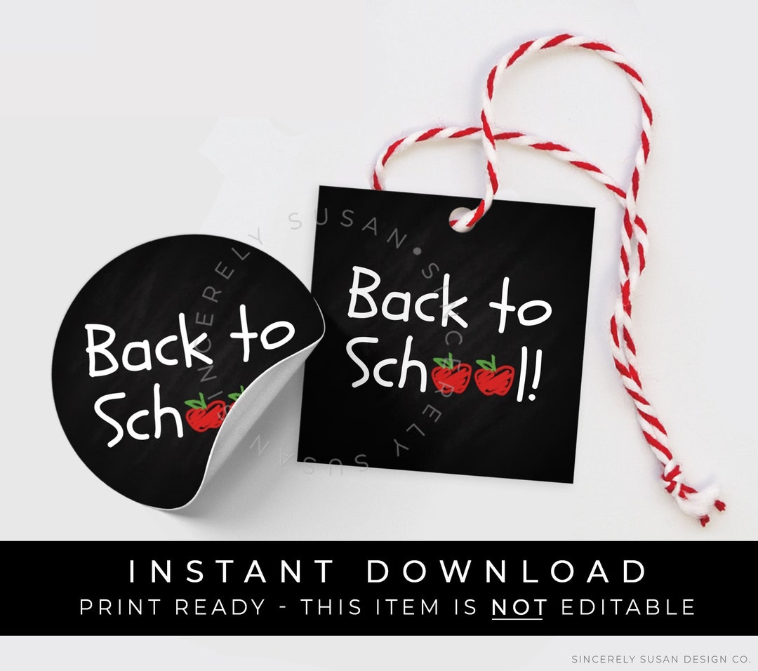 Instant Download Chalkboard Back to School Tag, Apple Crayon Chalk ...
