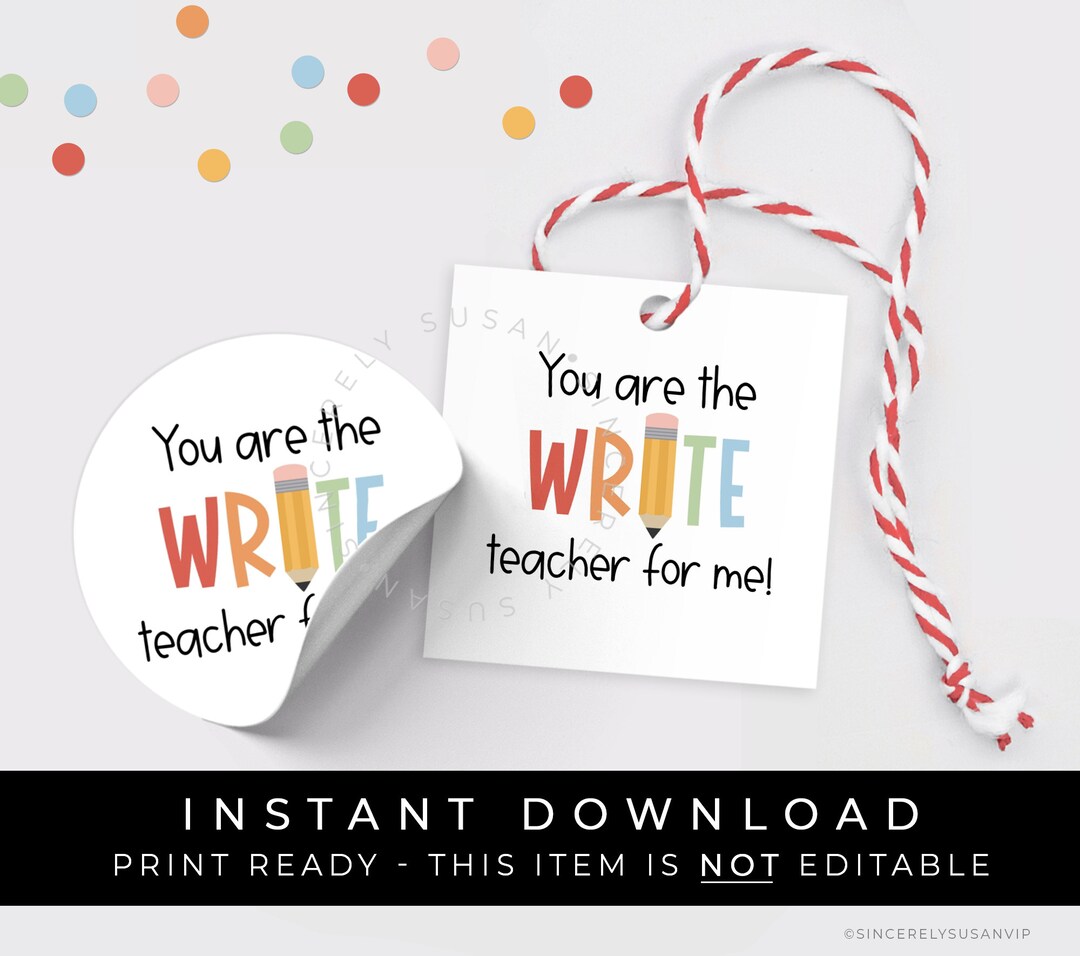 Instant Download Write Teacher Back to School Pencil Cookie Tag, New ...