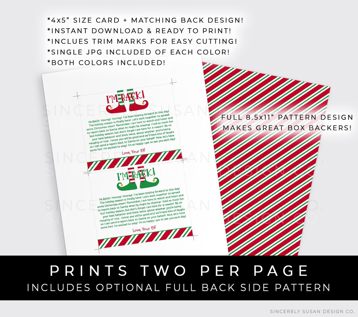 Instant Download I'm Back Elf Letter Printable Welcome - Etsy