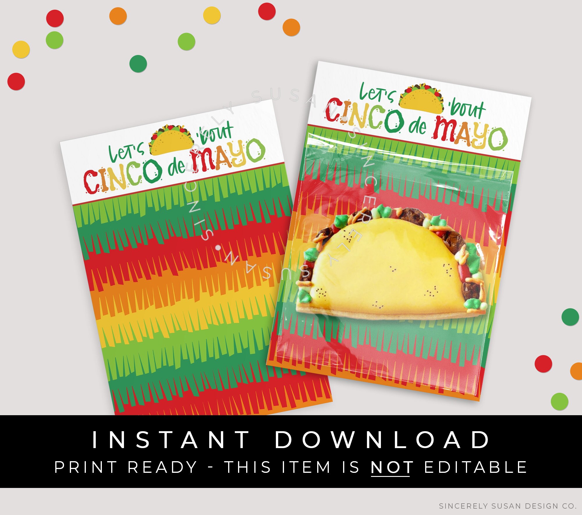 Instant Download Lets Taco Bout Cinco de Mayo Cookie Card | Etsy