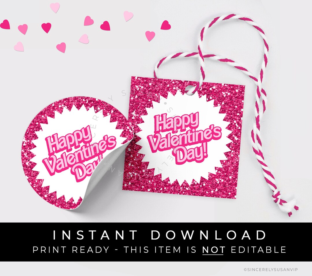Instant Download Pink Sparkle Glitter Happy Valentine's Day Printable ...