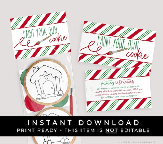 Instant Download Paint Your Own Christmas Cookie Bag Topper | Etsy