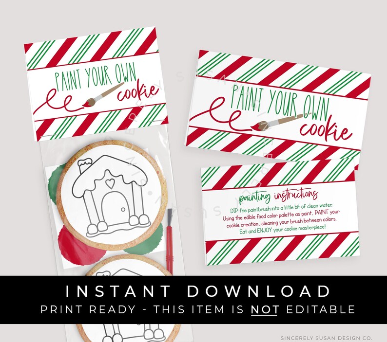 Instant Download Paint Your Own Christmas Cookie Bag Topper Printable ...