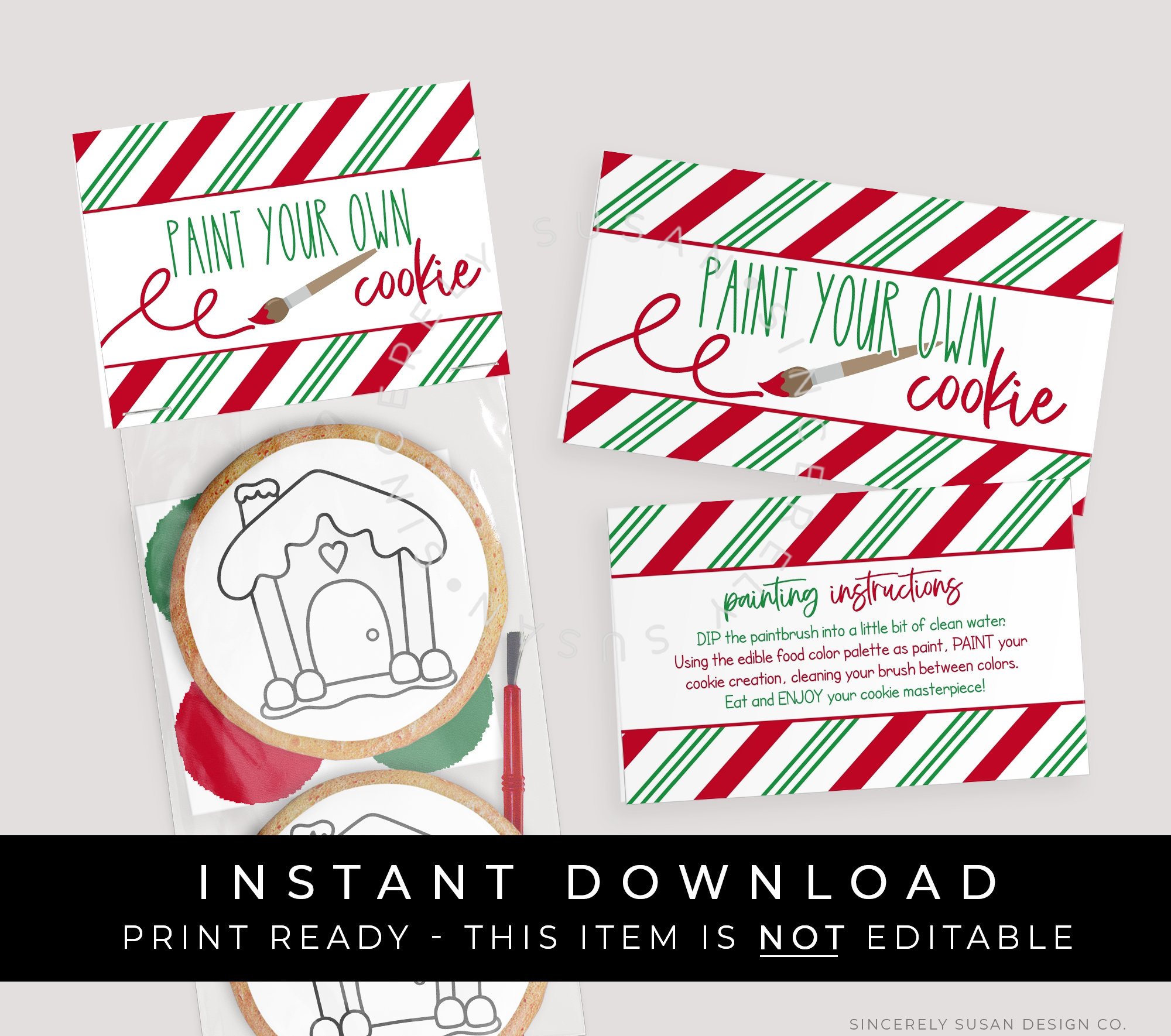 Instant Download Paint Your Own Christmas Cookie Bag Topper Printable ...
