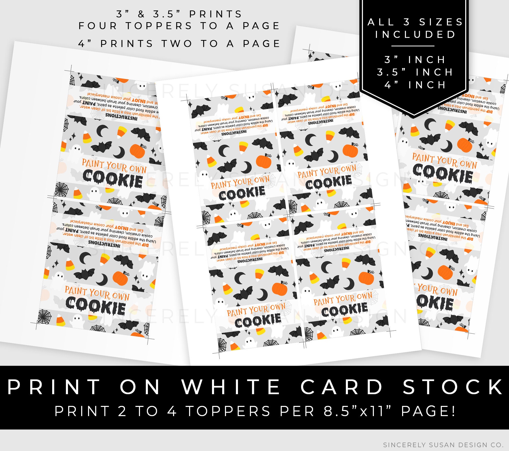 Instant Download Halloween Paint Your Own Cookie Bag Topper | Etsy