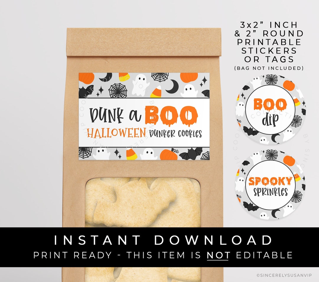 Instant Download Dunk a BOO Mini Cookies Printable Label, Halloween ...