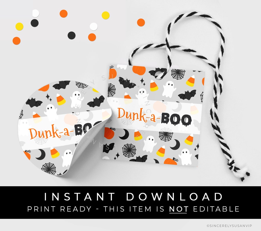 Instant Download Halloween Dunk A Boo Cookie Tag Printable, Halloween ...