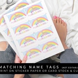 Unicorn Name Game Sign & Tags Birthday Party Printable Activity Magical ...