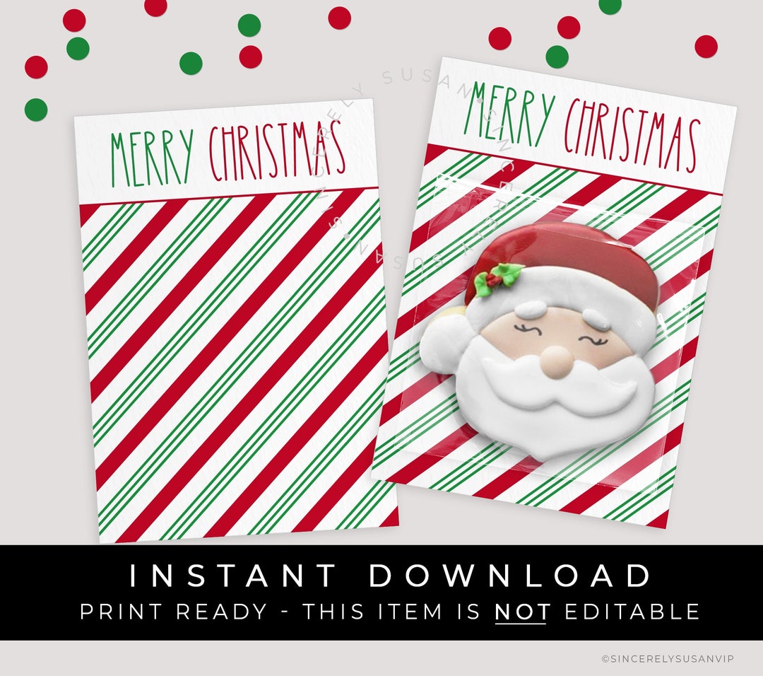 Instant Download Merry Christmas Cookie Card Printable, ANY Cookie ...