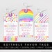 Rainbow Birthday Favor Tags Printable Thank You Gift Tag - Etsy
