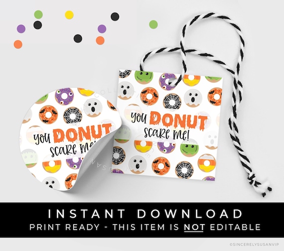 Instant Download Halloween Donuts Cookie Tag Printable You | Etsy