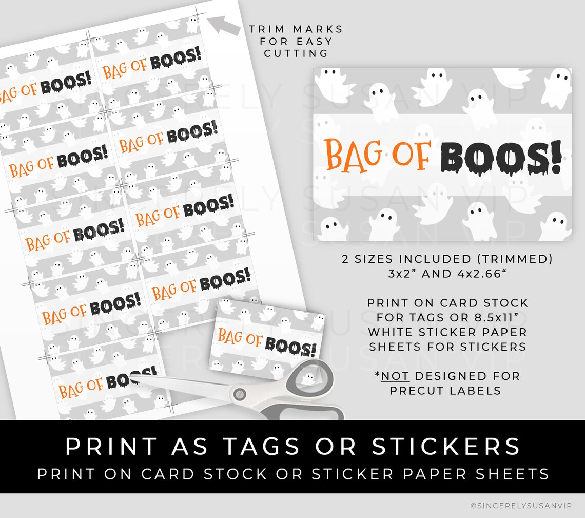 Instant Download Bag of BOOS Ghost Cookies Printable Label | Etsy