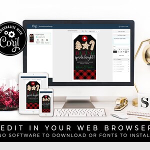 CUSTOMIZABLE Buffalo Plaid Holiday Cookie Gift Tag, Christmas Printable ...