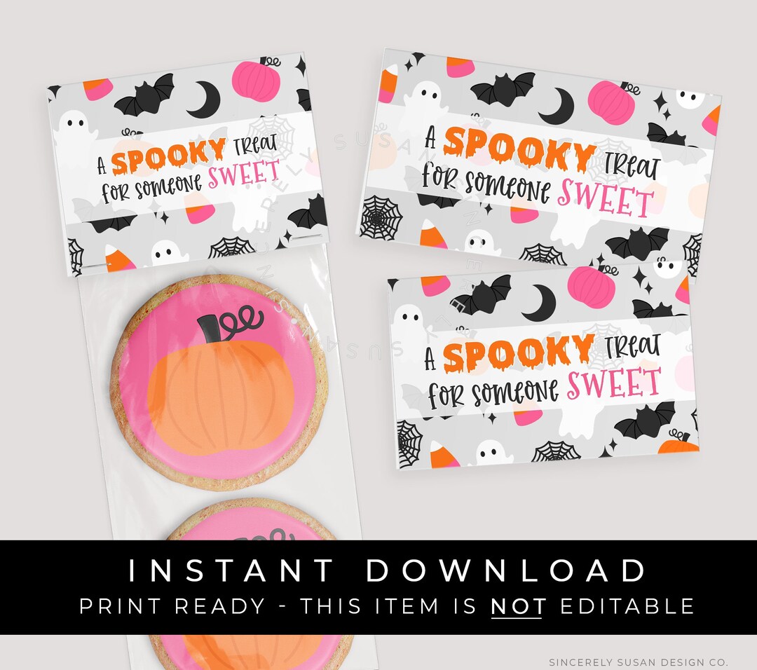 Instant Download Pink Happy Halloween Treat Bag Topper, Spooky Sweet ...