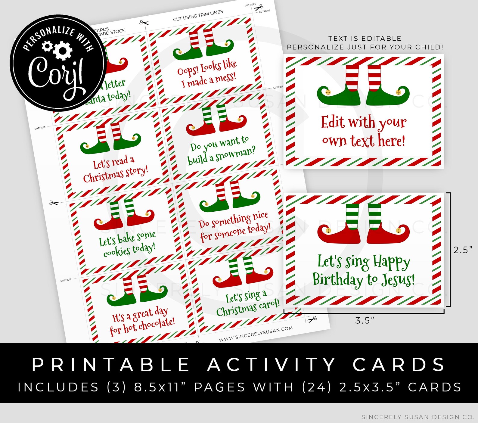 CUSTOMIZABLE Elf Activity Cards Printable Elf Notes Editable | Etsy