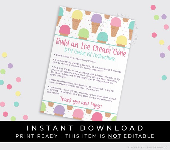 Instant Download Build An Ice Cream Cone DIY Cookie Kit | Etsy
