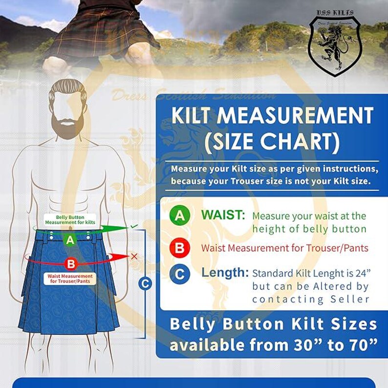 Men's Cotton Utility Kilt Tactical Kilt Custom Military Kilt Highland ...