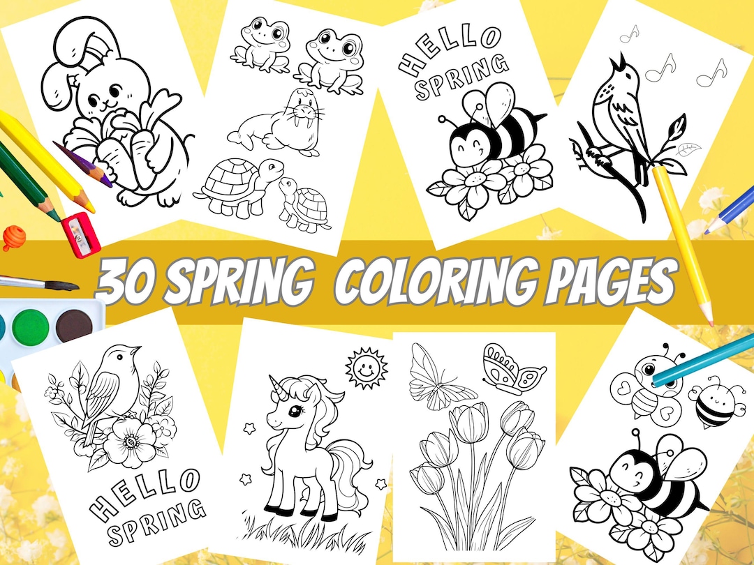 Spring Coloring Pages for Kids 30 Spring Easy Coloring Pages, Kids ...
