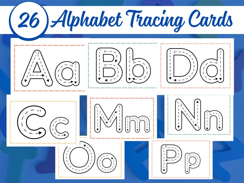 Alphabet Tracing Cards: Preschool ABC Letter Worksheets (digital ...
