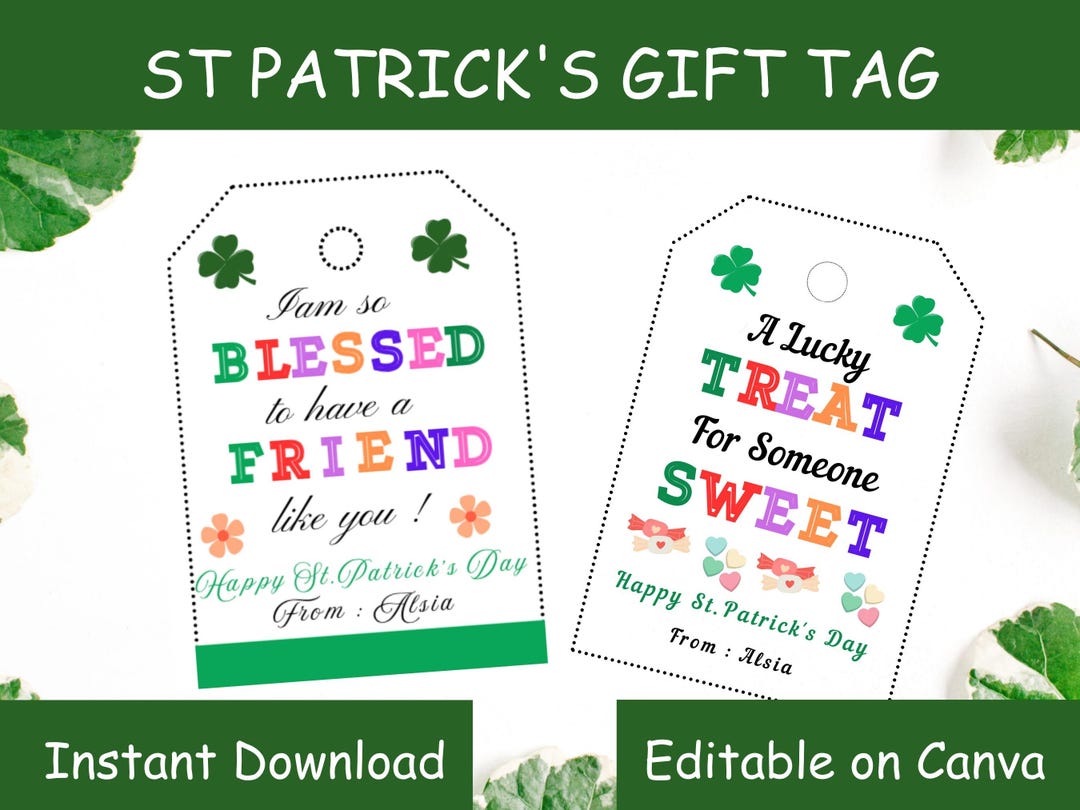 EDITABLE St Patrick's Gift Tag, St Patricks Day Tag, St Patricks Day ...