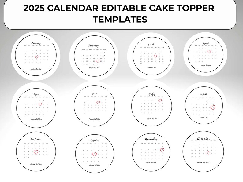 2025 Calendar Burn Away Cake Topper Template (digital Download) - Etsy