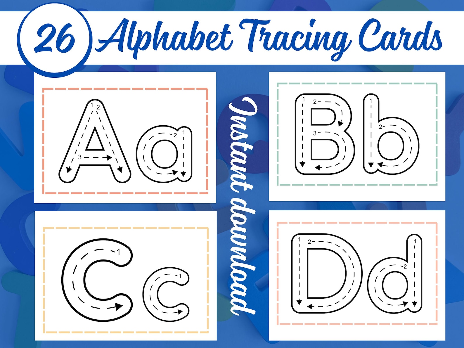 Alphabet Tracing Cards: Preschool ABC Letter Worksheets (digital ...