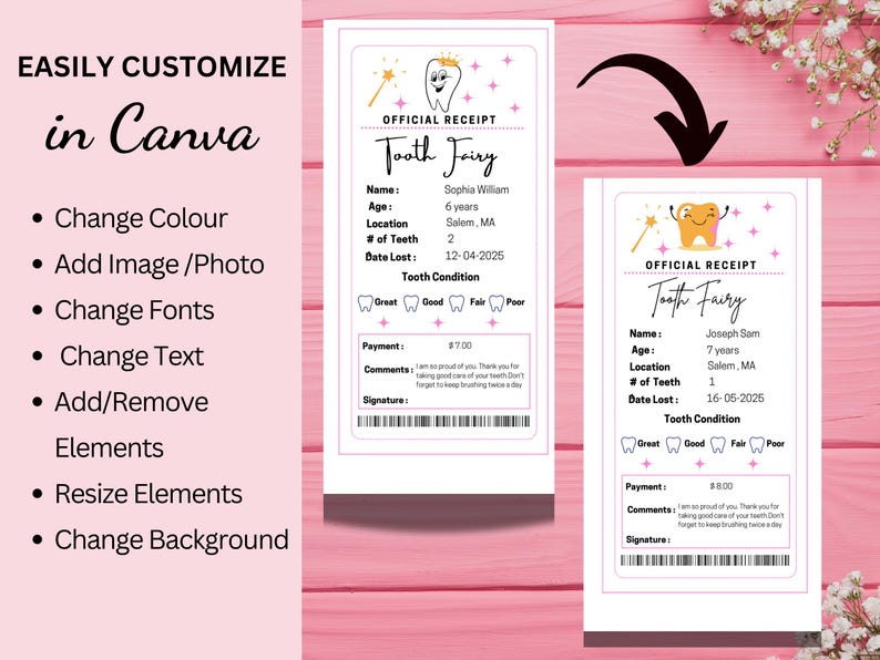 Editable Tooth Fairy Letter Set: Printable Receipt, Certificate ...