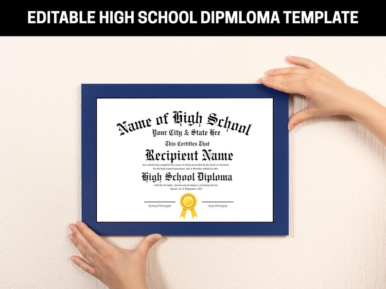 Editable High School Diploma Template, DIY Replica (digital Download ...