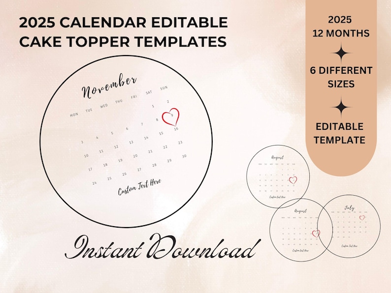 2025 Calendar Cake Topper Template: Burn Away Birthday (digital ...