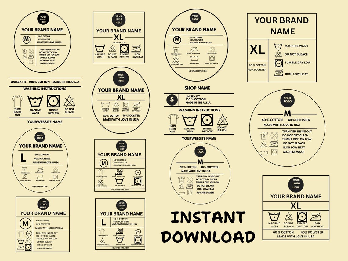Editable Clothing Tag Bundle: DIY Garment Care, Canva Templates ...