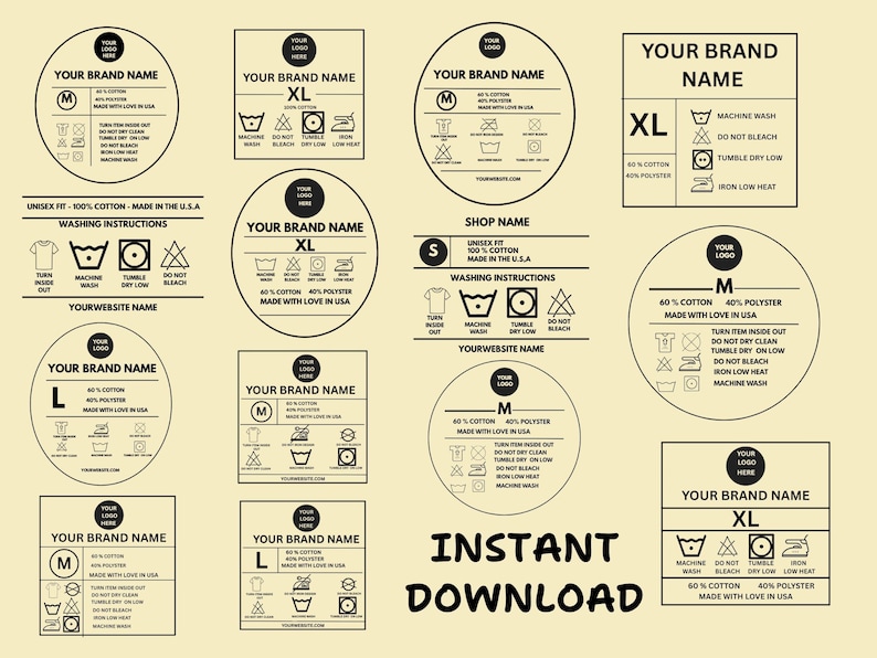 Editable Clothing Tag Bundle: DIY Garment Care, Canva Templates ...