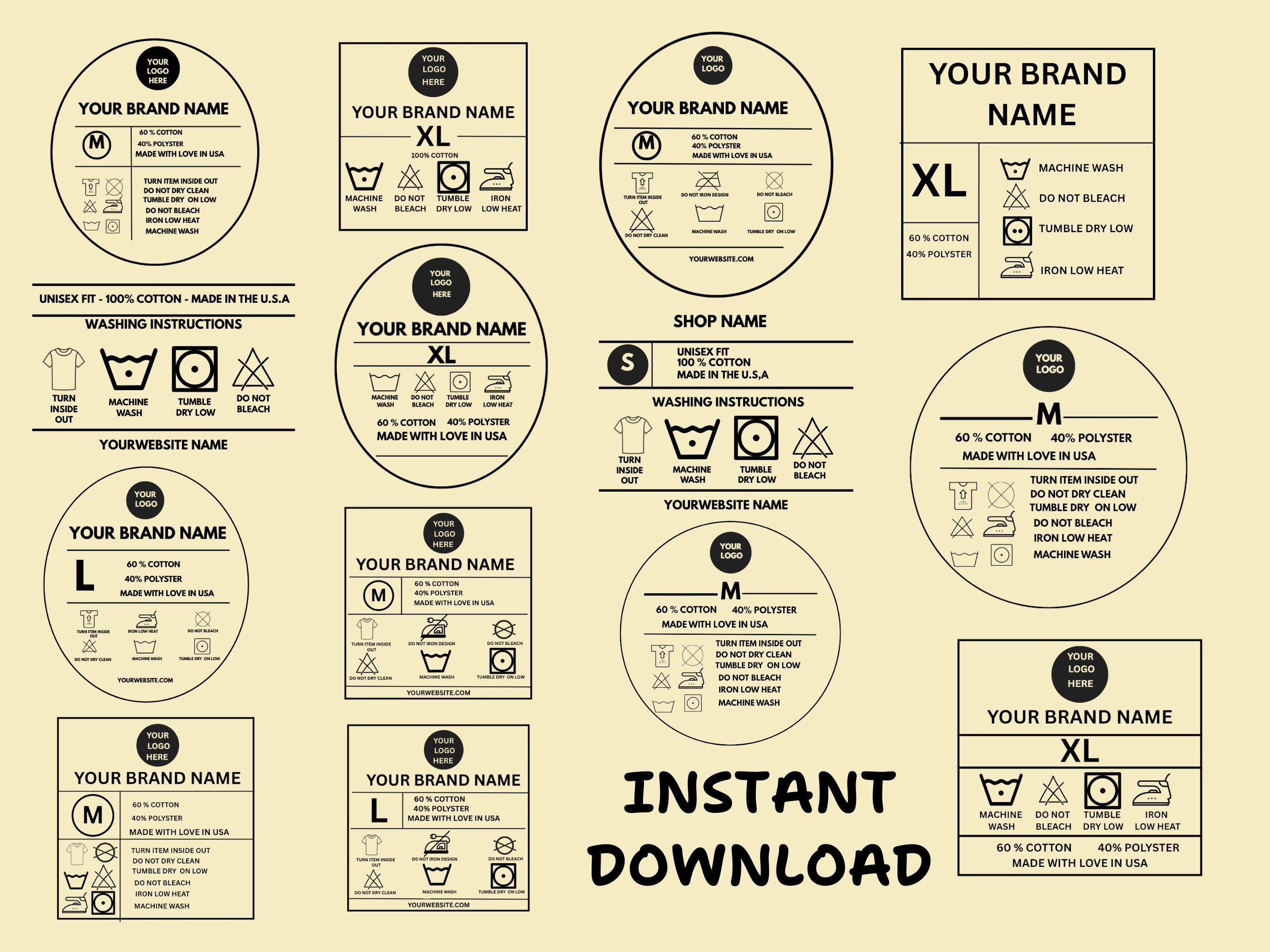 Editable Clothing Tag Bundle: DIY Garment Care, Canva Templates ...