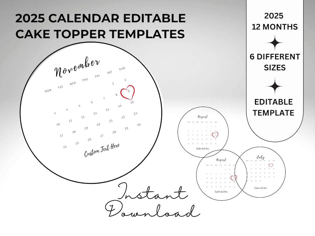 2025 Calendar Burn Away Cake Topper Template (digital Download) - Etsy